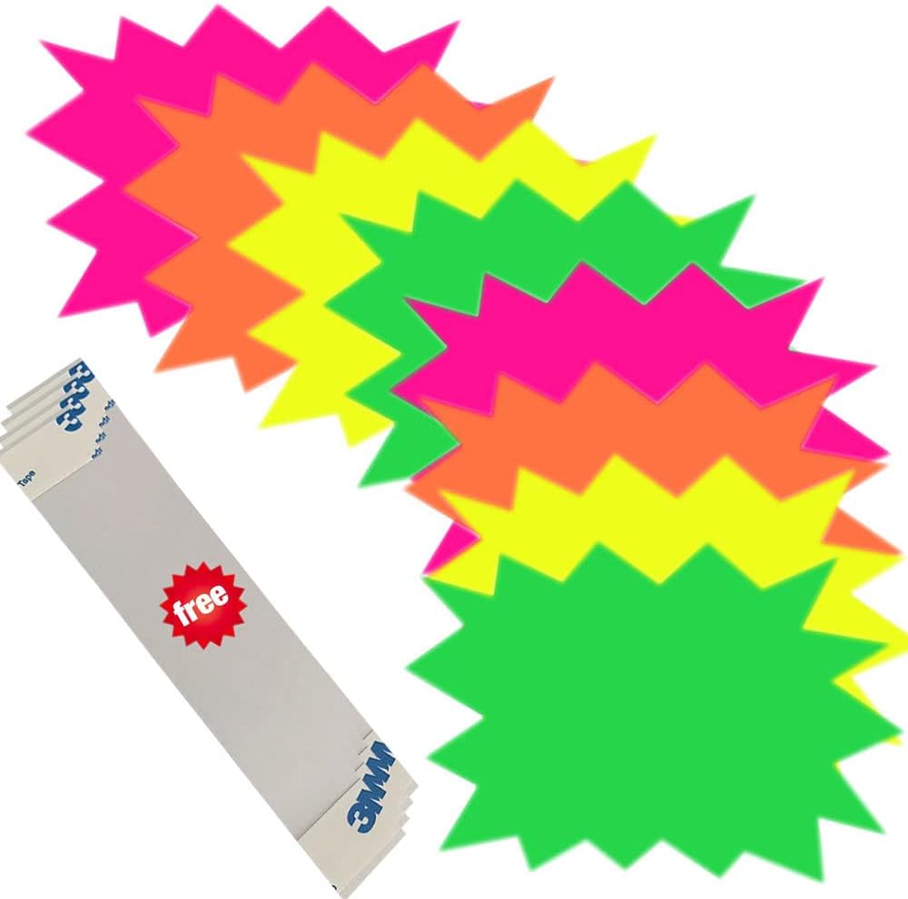 Amazon.com : TRUSTORIC Fluorescent Starburst Sign Cards, 40pcs (4 ...