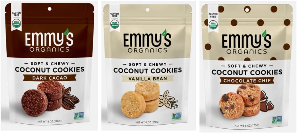 Amazon.com: Emmy's Organics Coconut Cookies Variety Pack (Pack of 3 ...