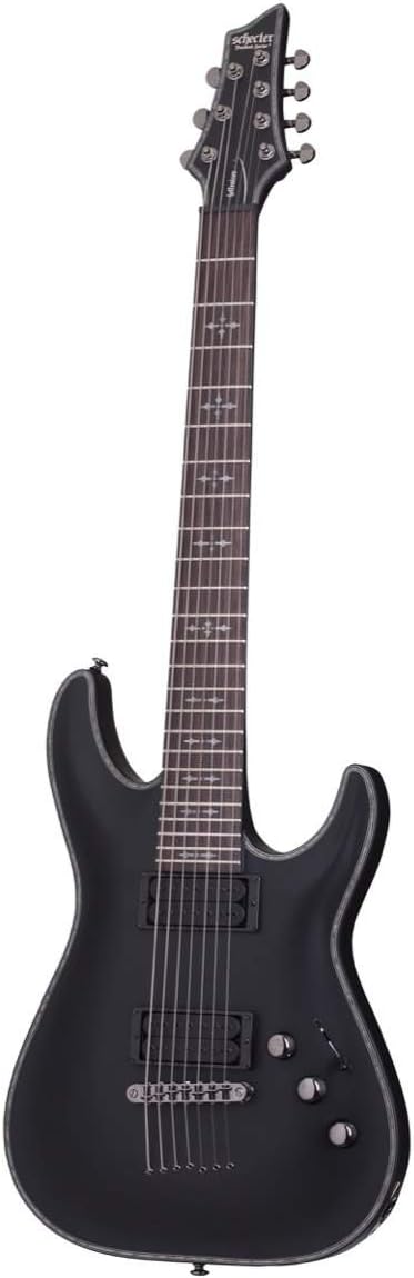 Buy Schecter Hellraiser C-7 Passive SBK 1942 Satin Black Seven String ...