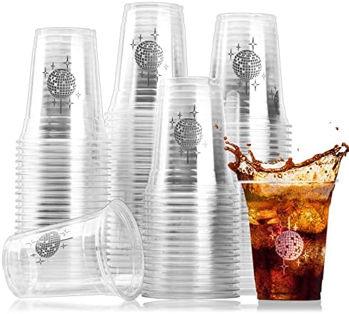 Amazon.com: Datyiiha 100 Pack Disco Party Plastic Cups Disco Ball ...