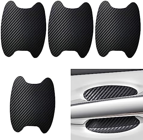 Amazon.com: Dewkou 4 PCS Carbon Fiber Door Handle Cover, Leather Car ...