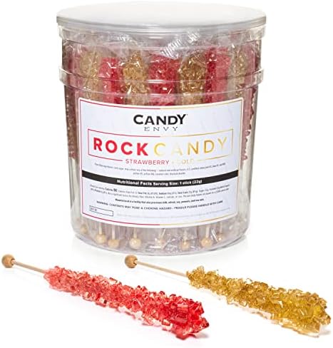 Amazon.com : Candy Envy - Gold and Red Rock Candy Sugar Sticks - 36 ...