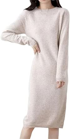 Wool Sweater Knitted Dresses Women's Straight Pullovers Dress Casual ...