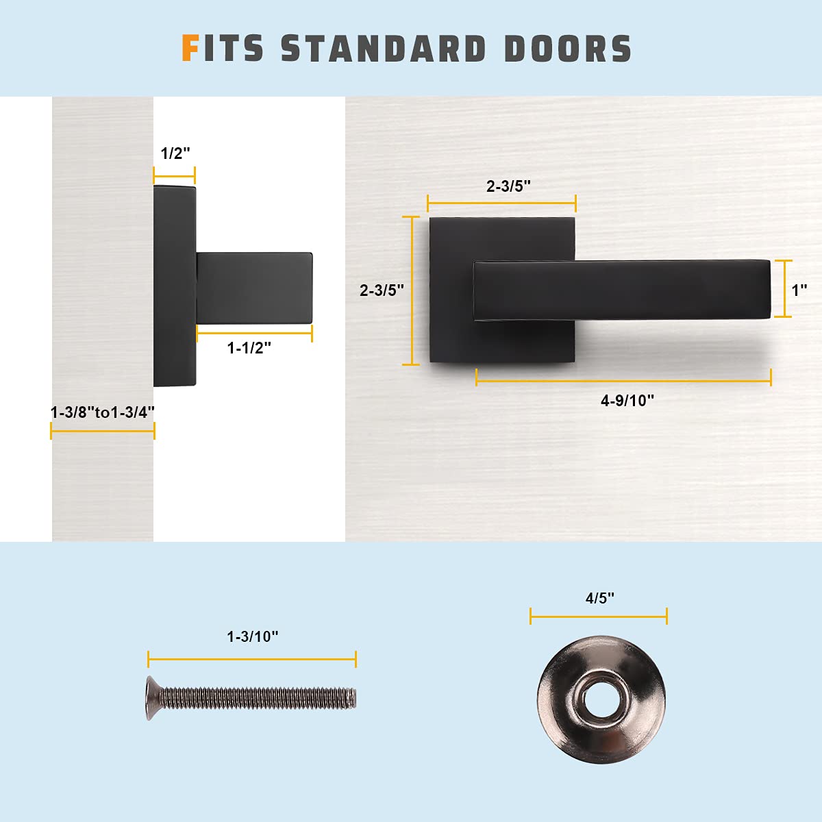 Snapklik.com : KNOBWELL 3 Pack Black Dummy Lever Door Handles, Single ...