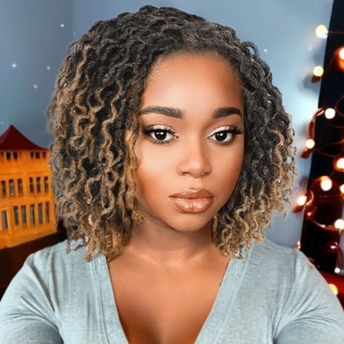 Amazon.com : Fancy Hair Short Dreadlock Wig Faux Locs Wig Ombre Red ...