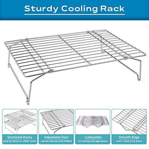 Buy Leonyo Cooling Baking Rack 2-Tier Stackable Stainless Steel Wire ...