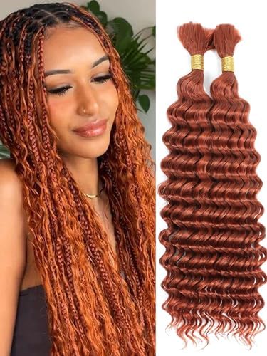 Amazon.com : Ginger Deep Wave Human Braiding Hair 100% Raw India Human ...