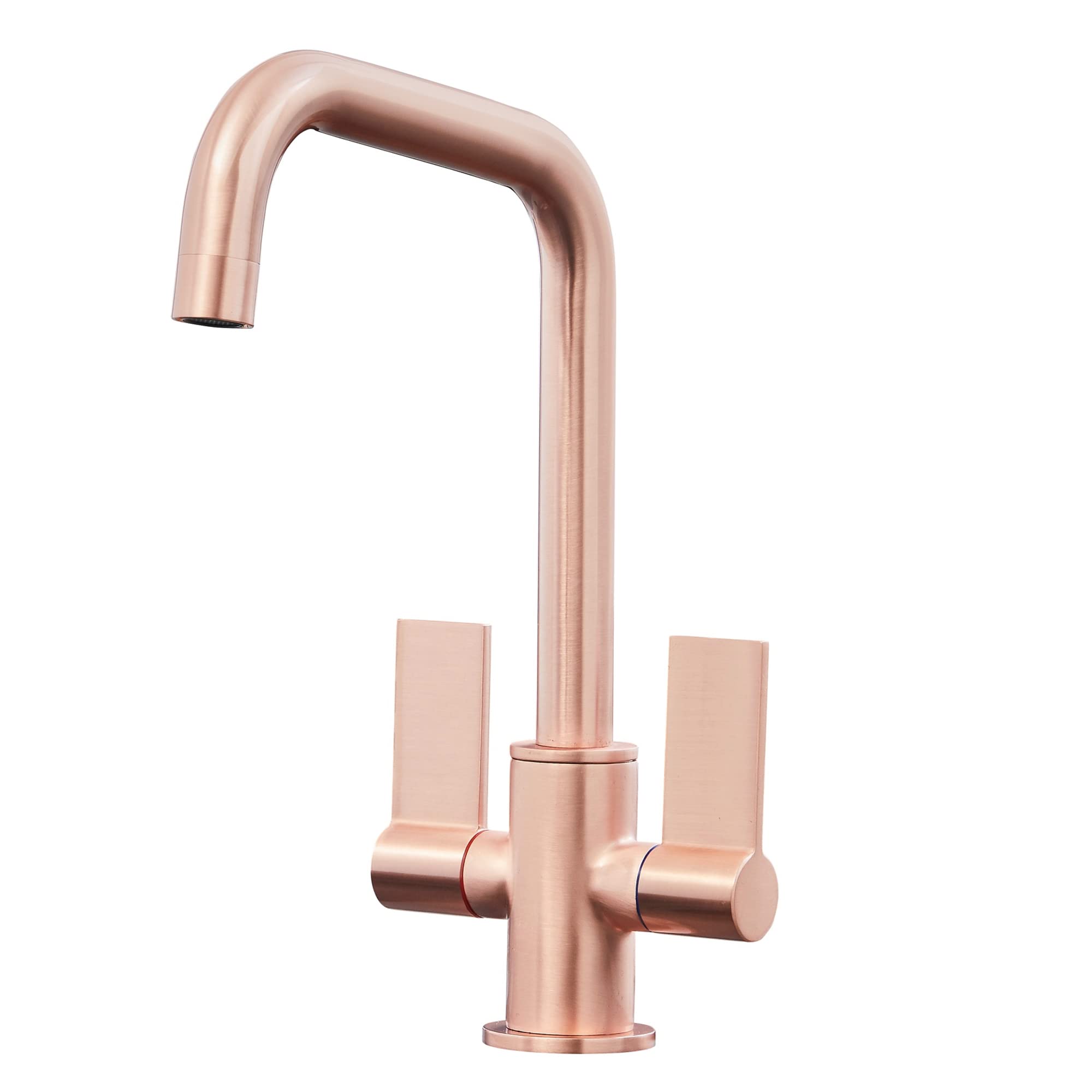 Liquida W18CP Monobloc Twin Lever D Shape Copper Kitchen Mixer Tap ...