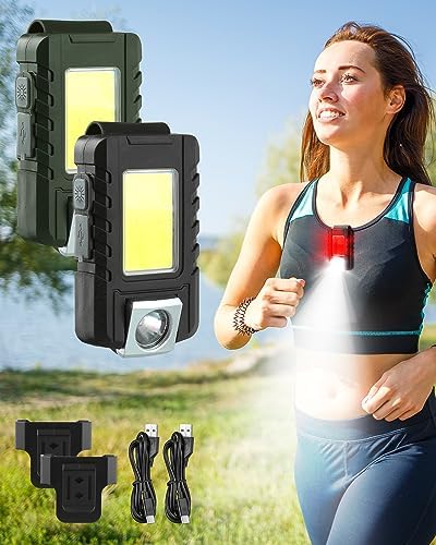 Amazon.com: Running Light, 2 Pcs Clip on running light 180° Adjustable & USB Rechargeable Night ...