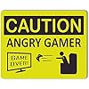 Caution: Angry Gamer - Metal Sign | Funny Gaming Sign | Man Cave Decor ...