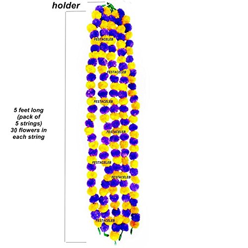 FESTACELEB Artificial Dark Orange And Purple mix Marigold (genda phul ...