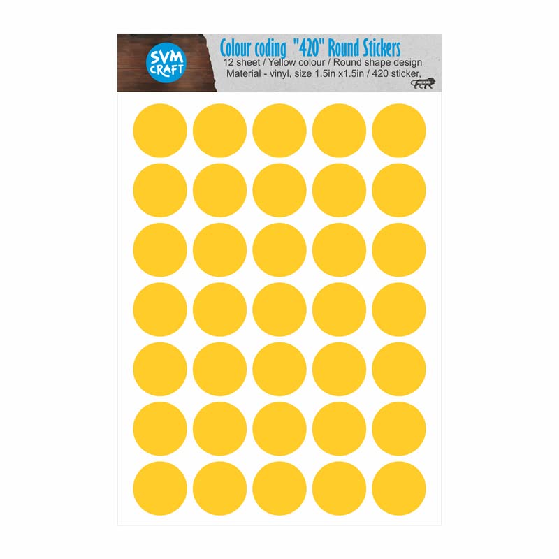 SVM CRAFT® Yellow Circle Dot Stickers, 1 Inches Round, 420 Labels ...