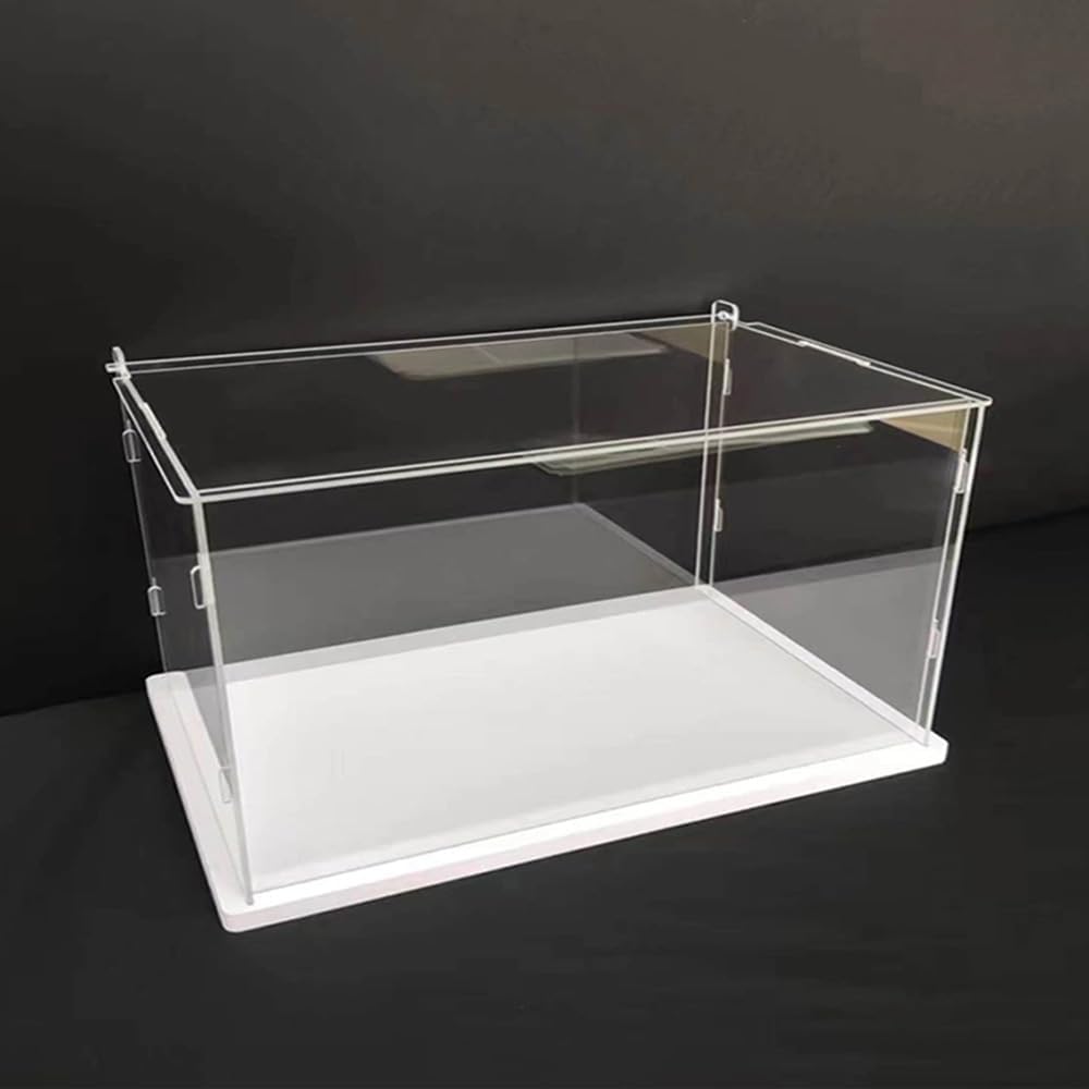 Clear Acrylic Display Case, Self-Assembly Acrylic Box with White Thick ...