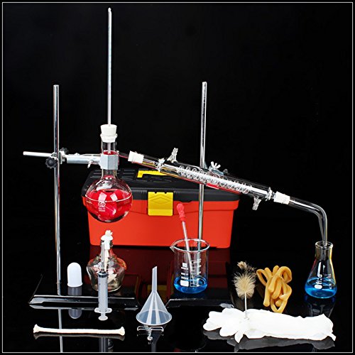 24pcs New Lab Glass Distillation Apparatus Essential Oil Distiller Kit ...