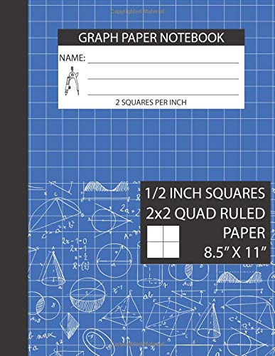 Amazon.com: Graph Paper Notebook 1/2 Inch Squares: 2x2 Graph Paper ...