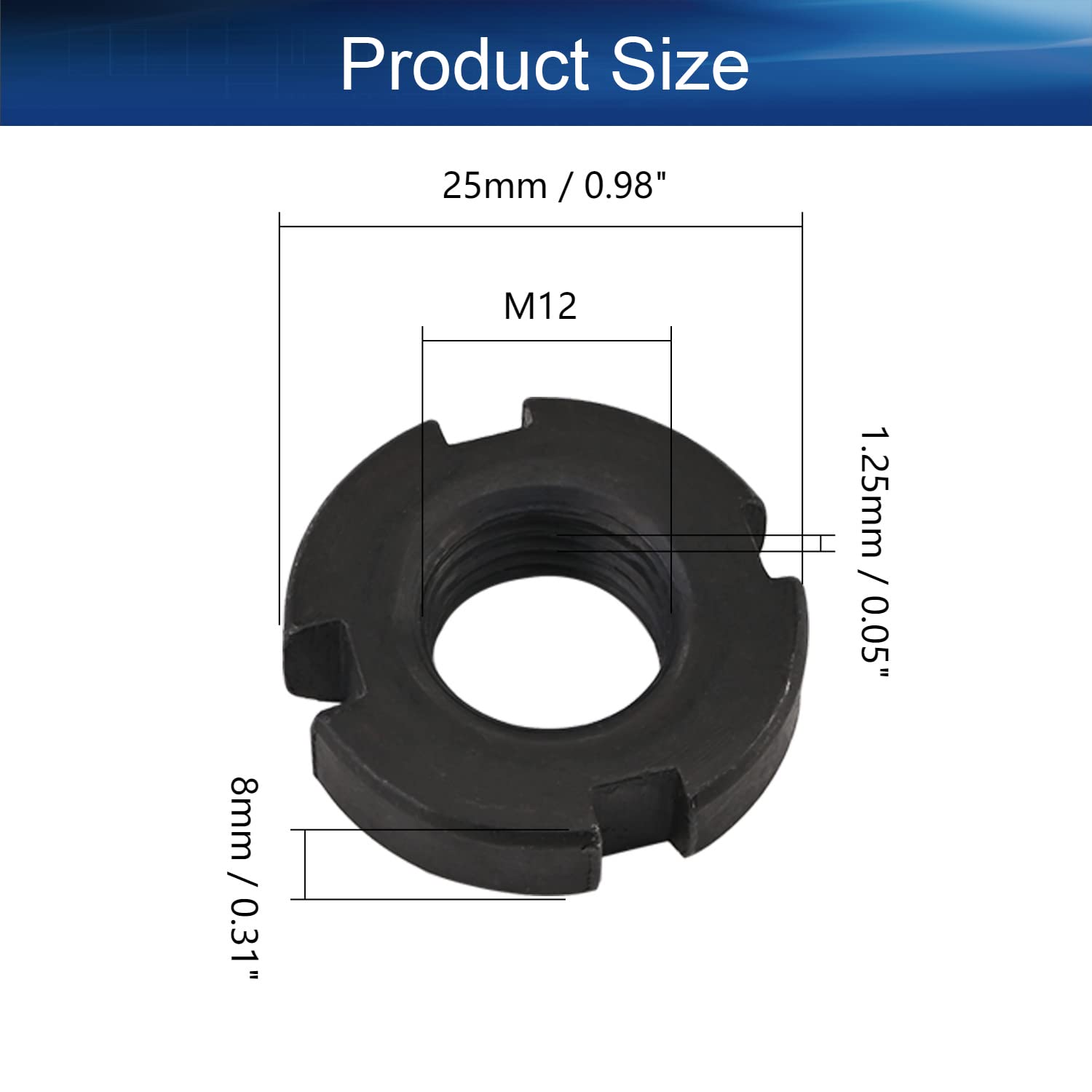 Snapklik.com : M12 X 1.25mm Retaining Four-Slot Slotted Round Nuts For ...