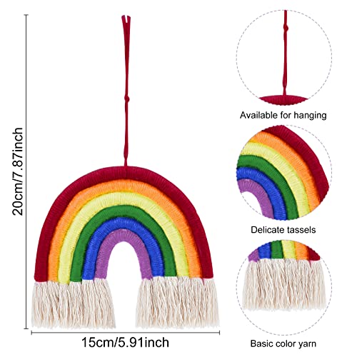 FREEBLOSS 2 Set Macrame Rainbow Kit Rainbow Color Boho Wall Decor ...