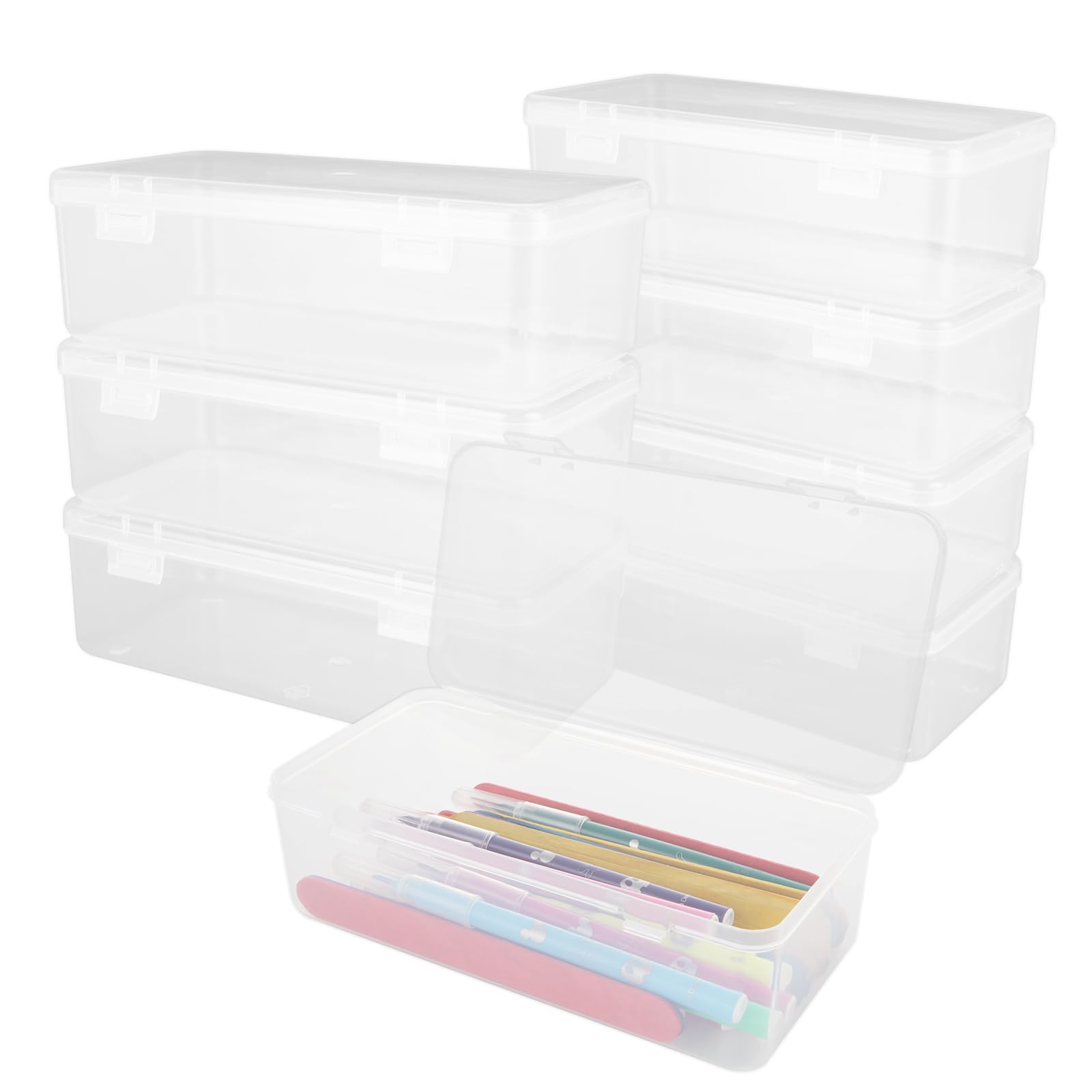 Amazon.com: LOYORTY 12PCS Plastic Pencil Box with Lids, Clear Pencil ...
