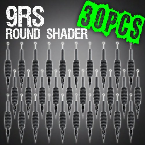Amazon.com : 30pc 9RS Round Shader Disposable Tattoo Needle 3/4" Grip ...