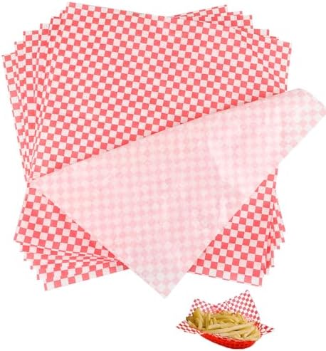 DAJAVE 500 Pcs Red Greaseproof Paper Sheets Food Grade Wrapping Papers ...
