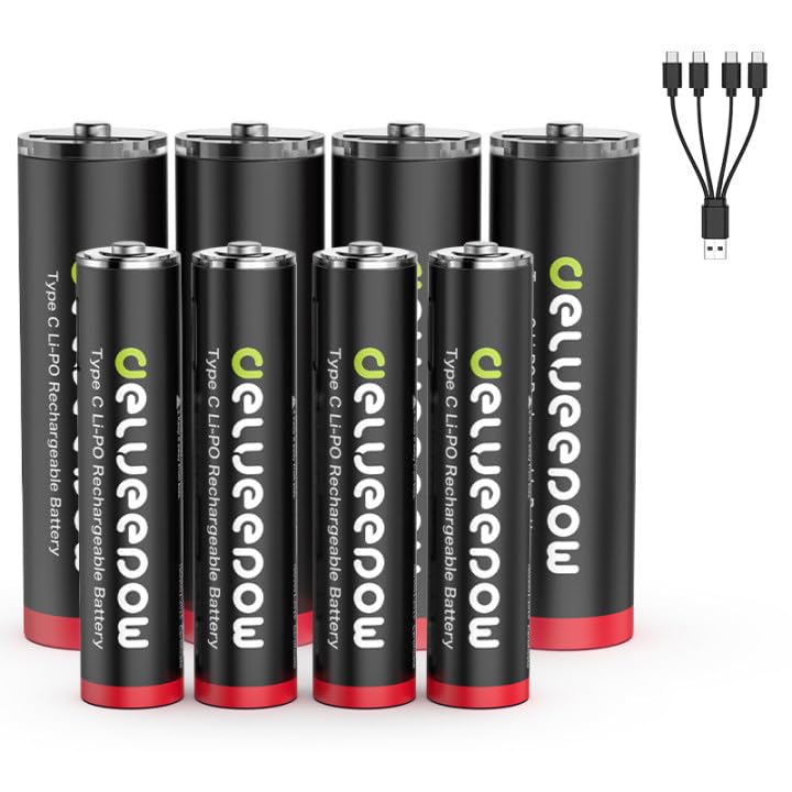 Delyeepow Pile AA Lithium Rechargeable 3400mWh 4PCS avec Pile ...