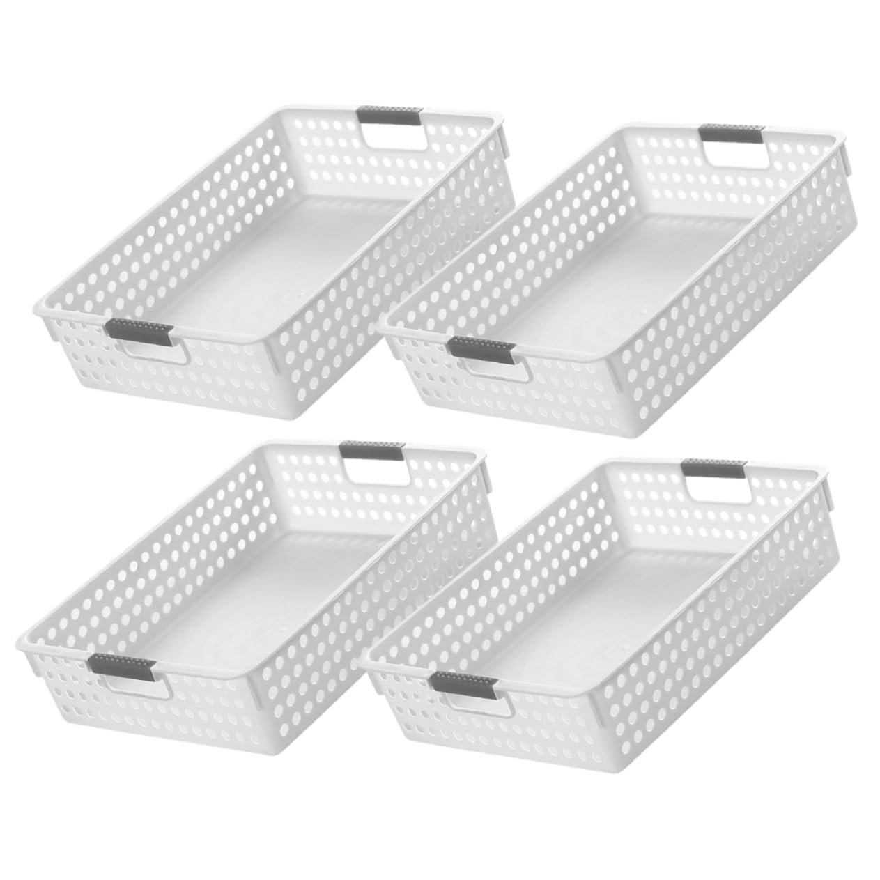 Amazon.co.jp: NUOLUX 4個 両面ポータブル四面中空デスクトップ収納バスケット 置き場 装飾的な収納箱 保管箱 家 棚用ビン プラスチックバスケットオーガナイザー 小さな ...