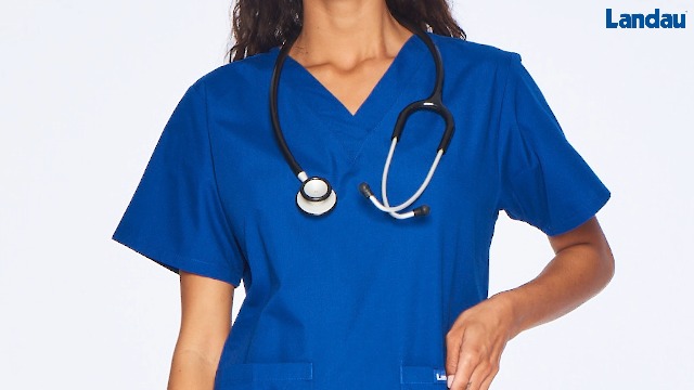 Watch Landau Essentials Relaxed Fit Scrub Top for Women 8219 on Amazon Live
