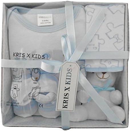 Baby Boy 4 Piece Boxed Gift Set, 0-3 Months, Blue (Elephant). : Amazon ...