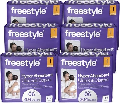 Amazon.com : Freestyle BambooTek Diapers - (Size 1) Hyper Absorbent ...
