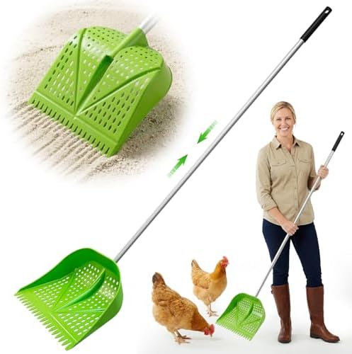 Chicken Poop Scooper & Rake 2-in-1, Adjustable Handle Length from 38 ...