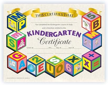 Amazon.com : 30 Piece Kindergarten Certificate - Preschool Color ...