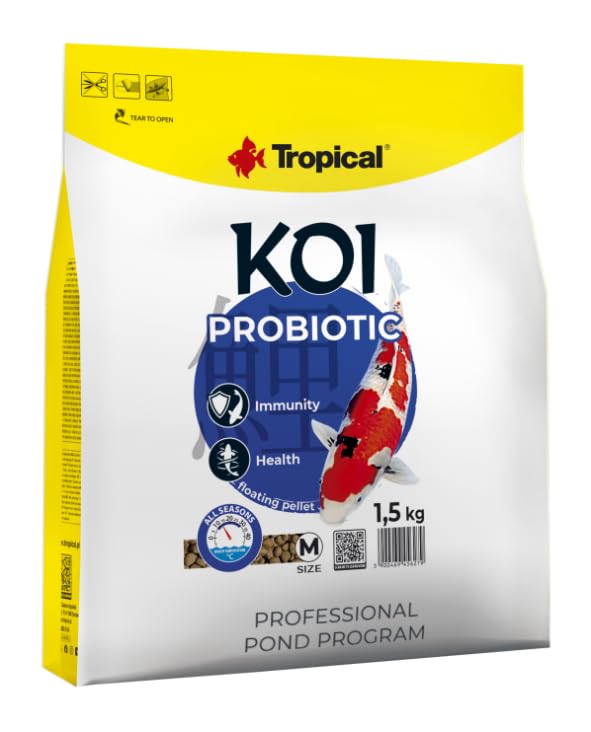 Tropical Koi Probiotic Floating Pellet Koi Fish Food Size M (1.5kg ...