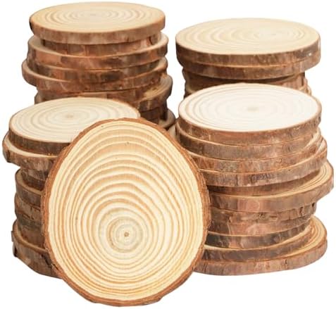 JOIKIT 60 PCS 6-7cm Natural Wood Slices, Unfinished Wood Discs, Wooden ...