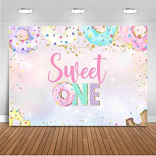 Amazon.com : Mocsicka Sweet One Donut Birthday Backdrop, Donut First ...