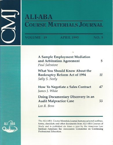 ALI-ABA Course Materials Journal Volume 19, April 1995, No. 5: Paul ...