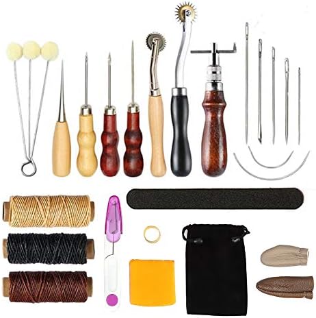 17 Pcs Leather Tools DIY Hand Stitching Kit, Leather Sewing Kit with ...