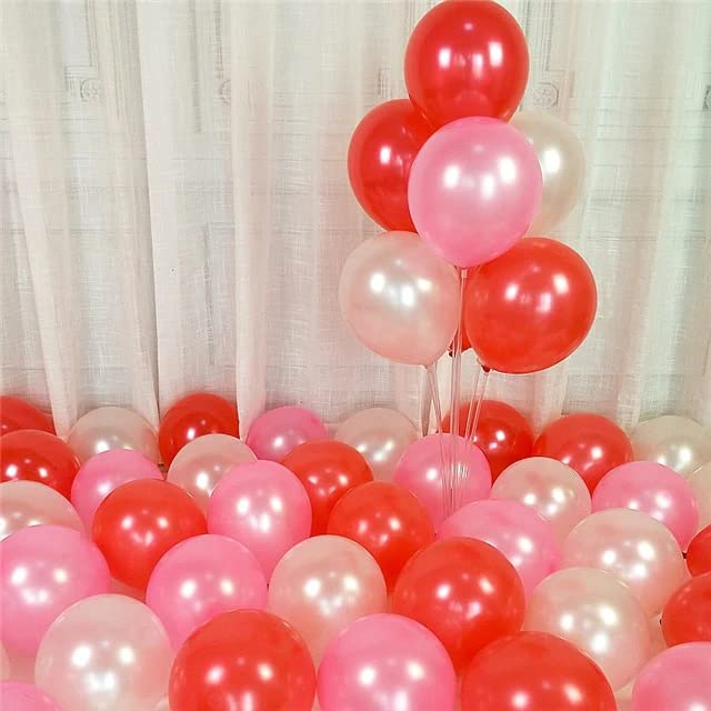 Flyloons Red Pink White Balloons Pack of 50 for birthday decoration ...