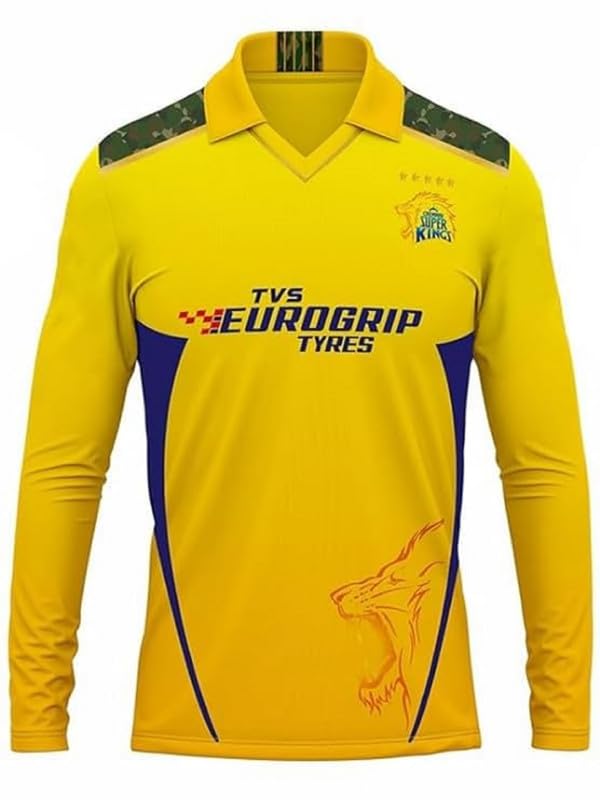 Buy Sports Cricket Official New Full Sleeve Chennai Dhoni 7 Jersey ...