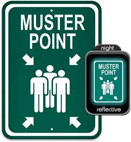 Muster Point Sign, White on Reflective Green, 10" by 14", Rust Free ...