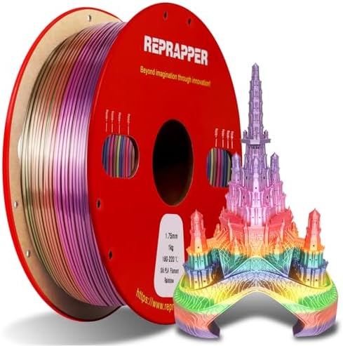 RepRapper Silk Rainbow PLA 3D Printer Filament 1.75mm, 1KG (2.2LBS ...