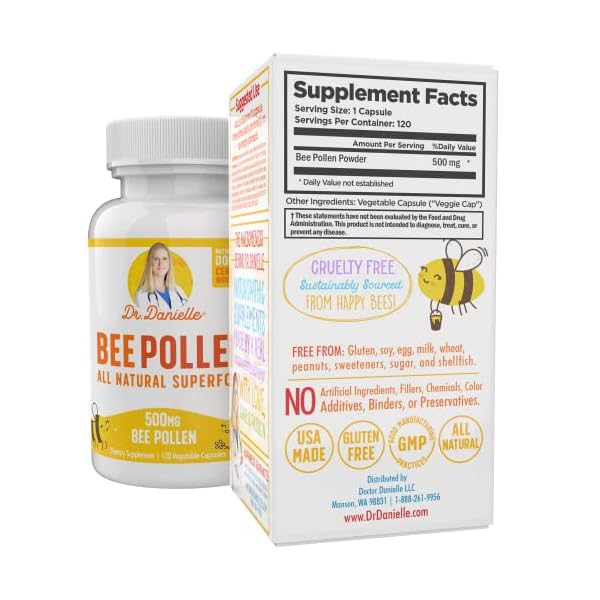 Bee Pollen from Dr. Danielle, Natural Bee Pollen Supplement, 500mg, 120 ...