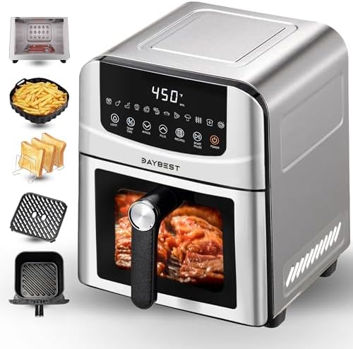 Amazon.com: Stainless Steel Air Fryer Ceramic 12 in 1, Dual-Blazes in ...