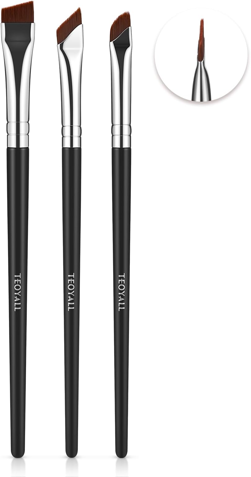 Amazon.com: TEOYALL Angled Eyeliner Brushes Set, 3 PCS Ultra Thin ...
