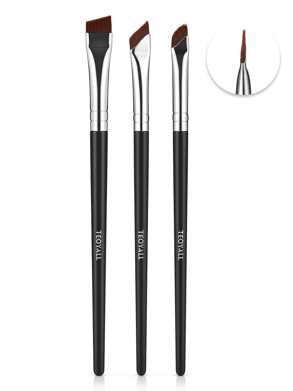 Amazon.com: TEOYALL Angled Eyeliner Brushes Set, 3 PCS Ultra Thin ...