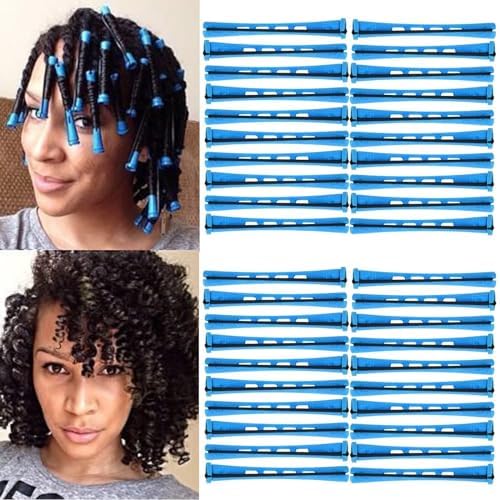 Amazon.com : 40Pcs Small Perm Rods for Short Hair Blue Cold Wave Rod ...
