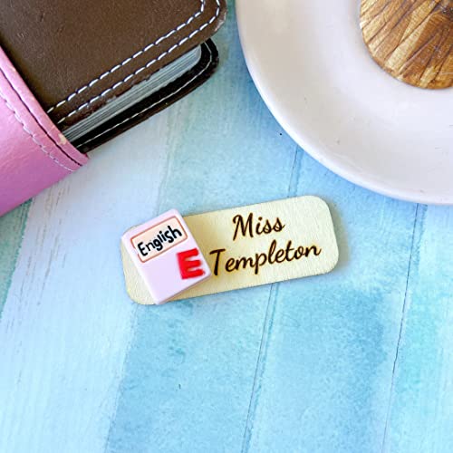 Personalized 3D Stationery Wooden Name Tag Badge with Magnetic Backing ...