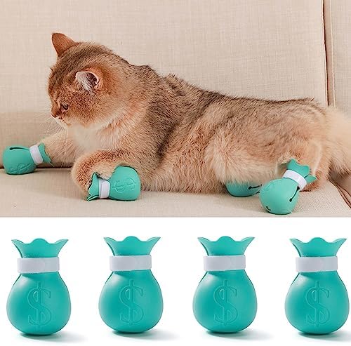 Bekecidi 4 PCS Anti Scratch Cat Boots, Adjustable Cat Claw Covers Anti ...