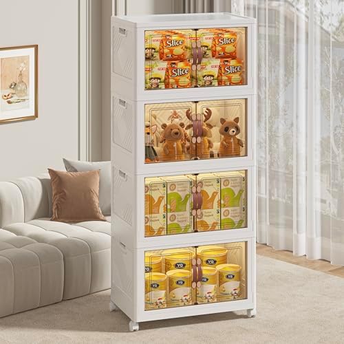 Hode Stackable Large Plastic Storage Boxes with Lids 126L*4, White ...