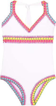 Amazon.com: PILYQ Water Lily Rainbow Embroidered Kids ONE Piece, 12 ...