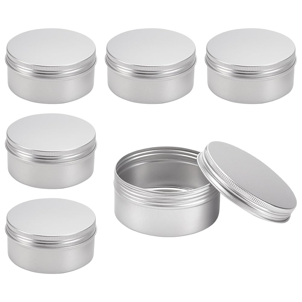 BENECREAT 6 Pcs 200ml Aluminum Tin Jars, Round Aluminum Tin Cans ...
